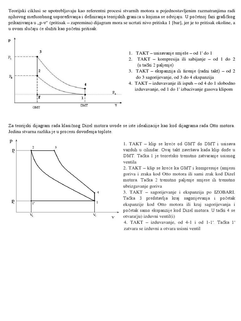 Teorijski Dijagram 4T Otto I Dizel Motora | PDF