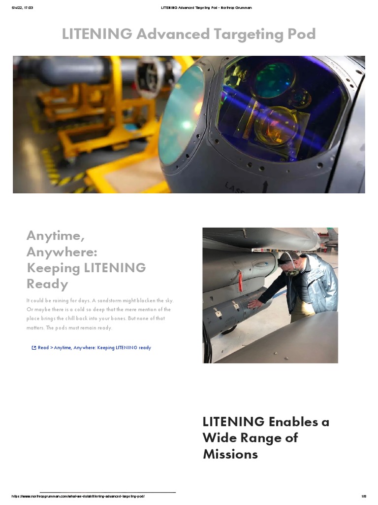 LITENING Advanced Targeting Pod - Northrop Grumman | PDF | Military ...