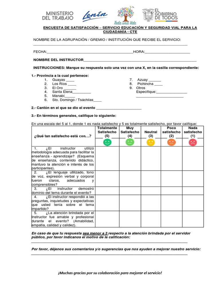 Encuestas-De-satisfacción Educacion y Seguridad Vial | PDF ...