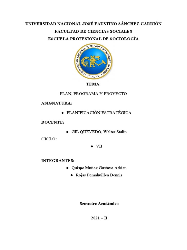 Plan, Programa y Proyecto | PDF