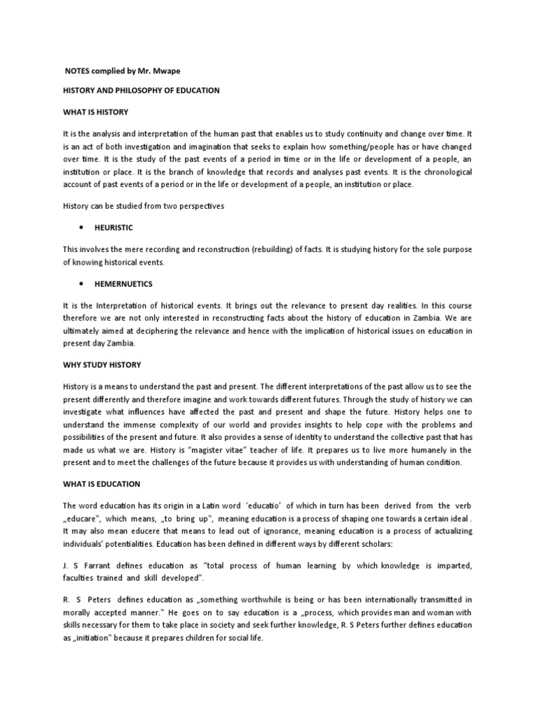 History and Philosophy of Education Notes | PDF | Learning | Christian ...