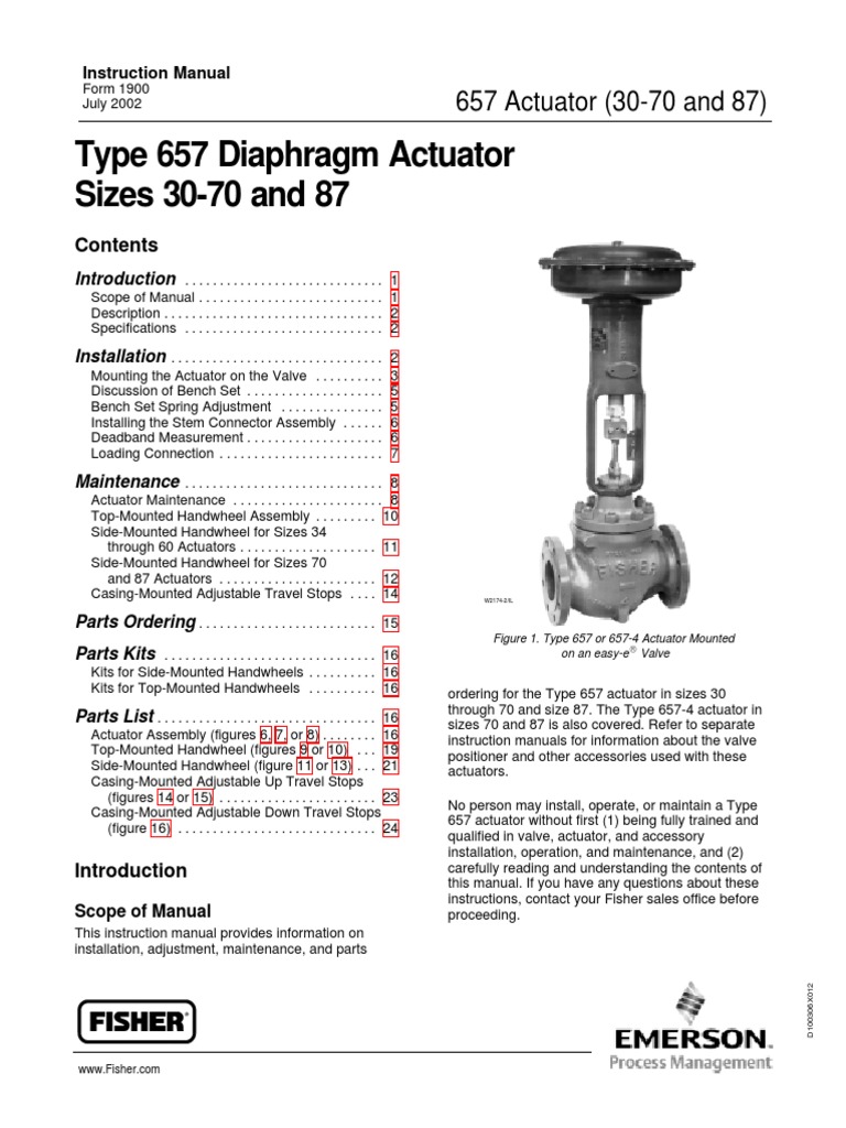 Type 657 Diaphragm Actuator Sizes 30-70 and 87 Instruction Manual | PDF ...