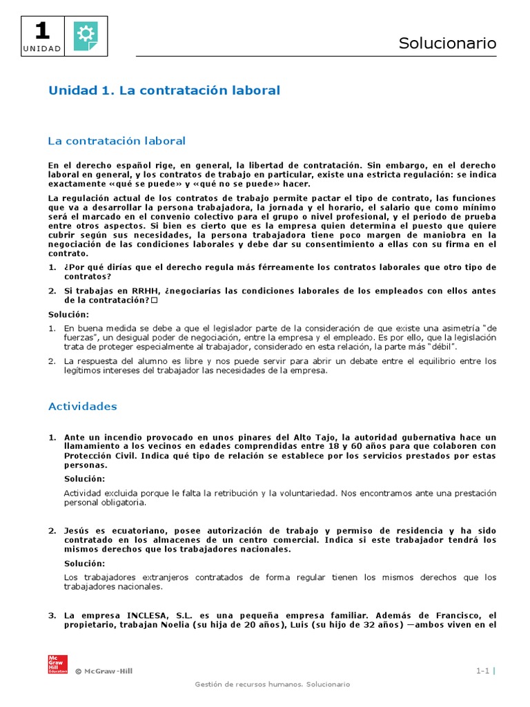 Solucionario (Ud. 1) | Descargar gratis PDF | Salario | Acuerdo colectivo