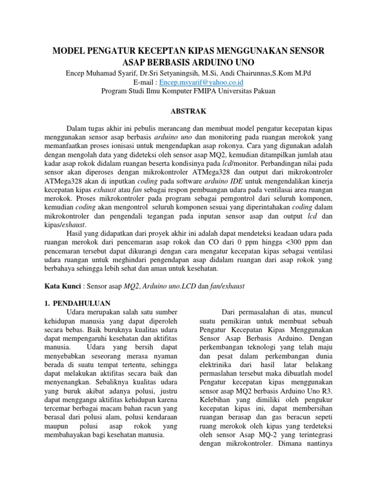 Model Pengatur Keceptan Kipas Menggunakan Sensor Asap Berbasis Arduino ...