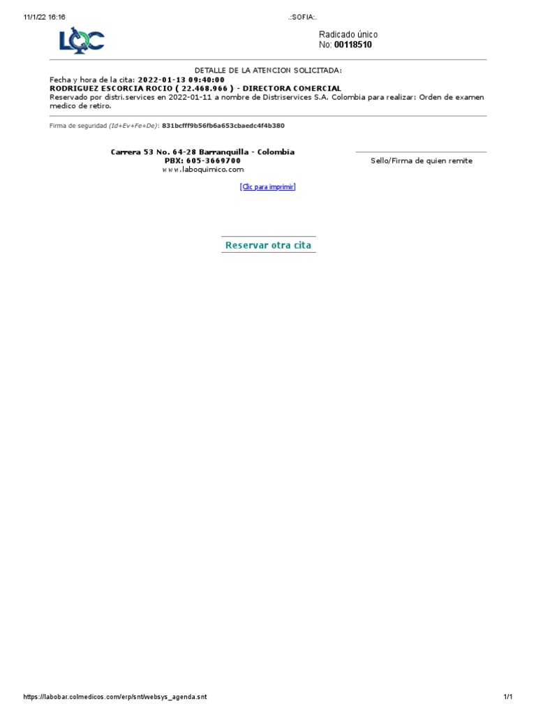 Orden de Examen Medico Retiro | PDF