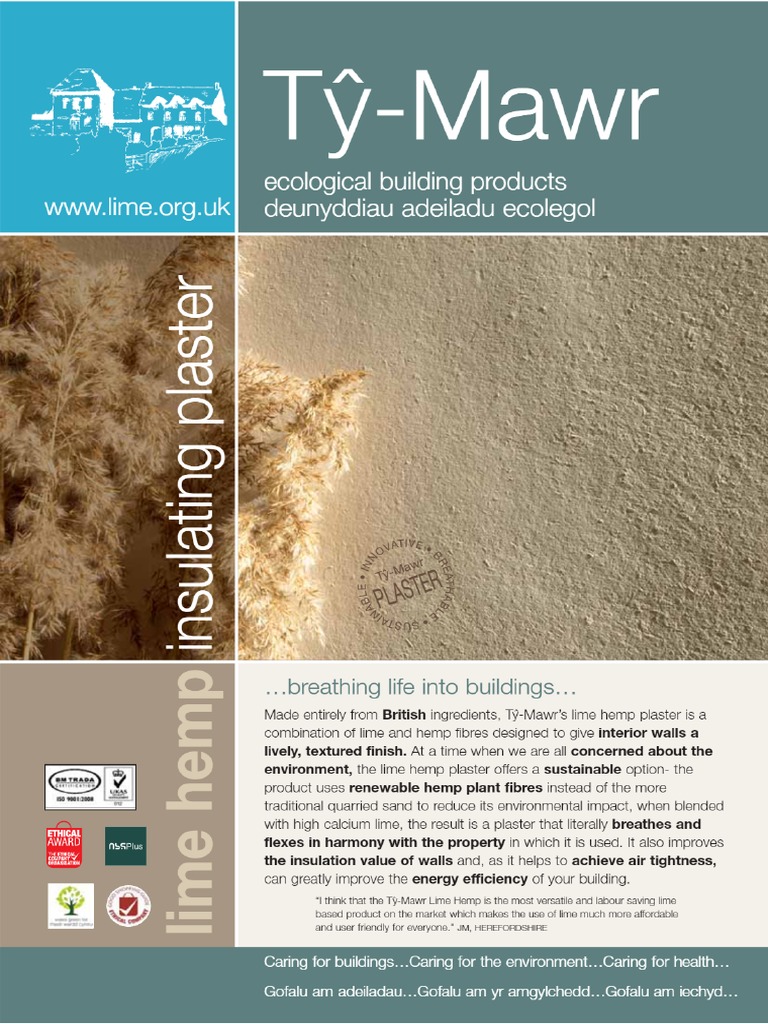Lime Hemp Insulating Plaster - The Natural Building Centre - Manualzz | PDF