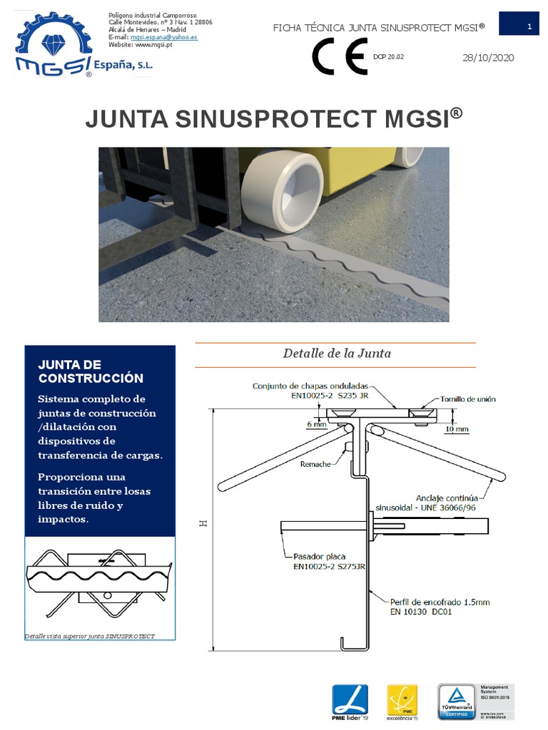 Ficha Técnica Junta Sinusprotect Mgsi - 2020 | PDF | Ingeniero civil ...