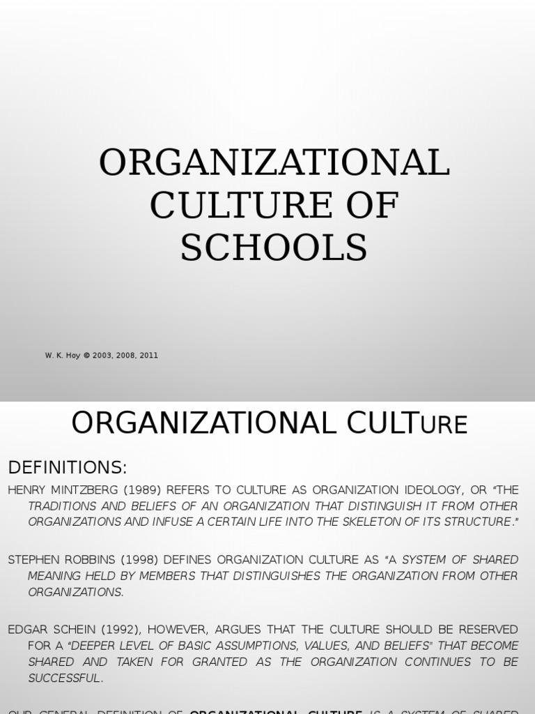 Organizational Culture of Schools | PDF | Organizational Culture | Rituals
