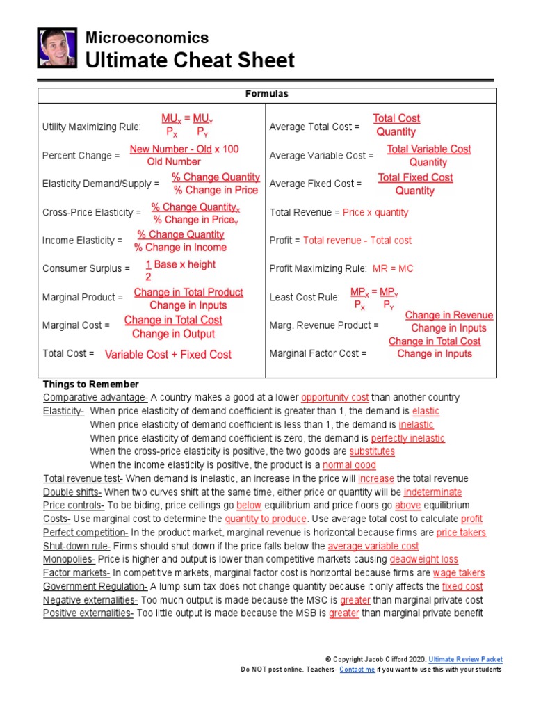 AP Micro Ultimate Cheat Sheet Key | PDF | Elasticity (Economics ...