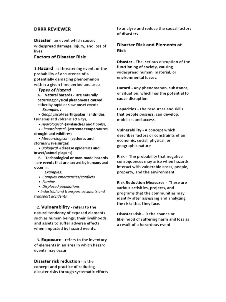 DRRR Reviewer | PDF | Volcano | Hazards