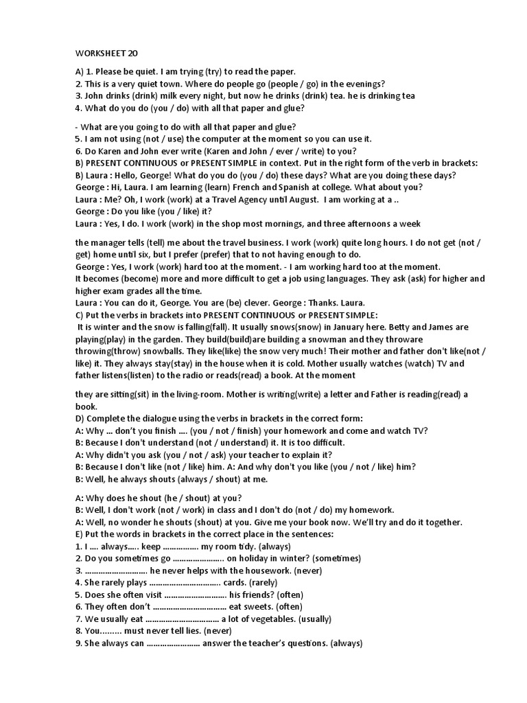 Worksheet 20. 21 | PDF