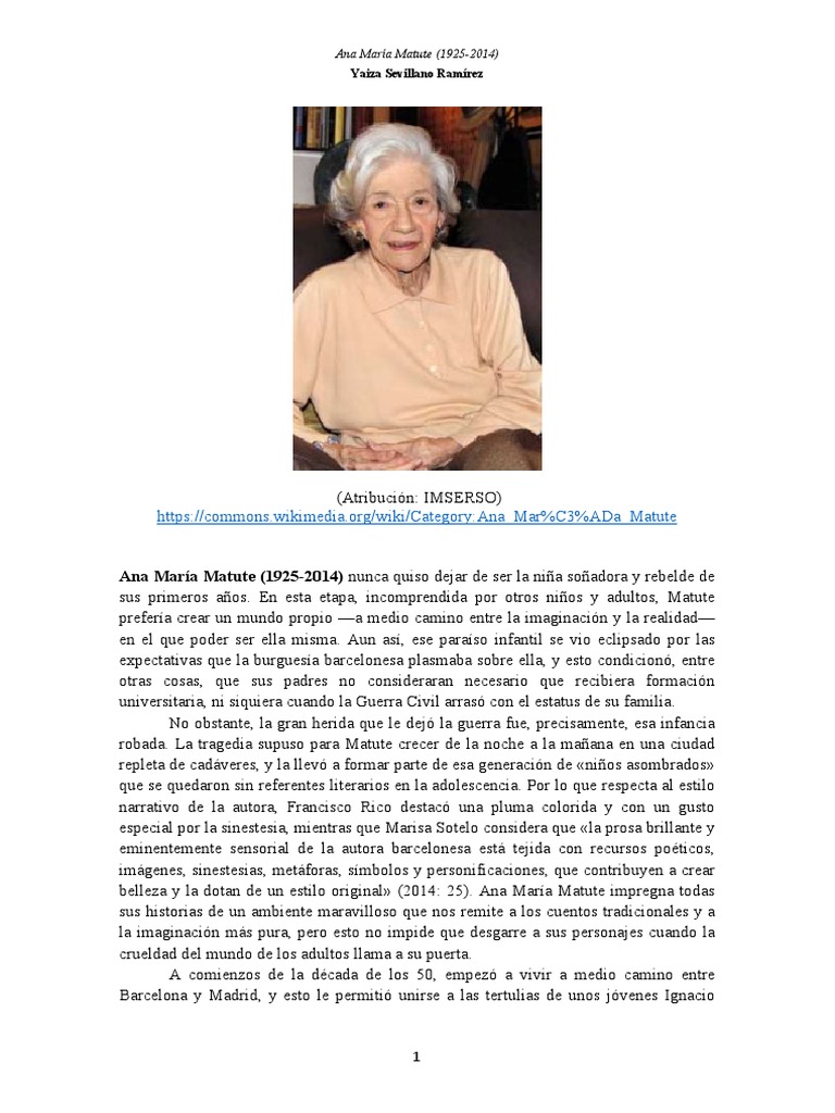 Ana María Matute: Infancia y Literatura | PDF | Ficción general