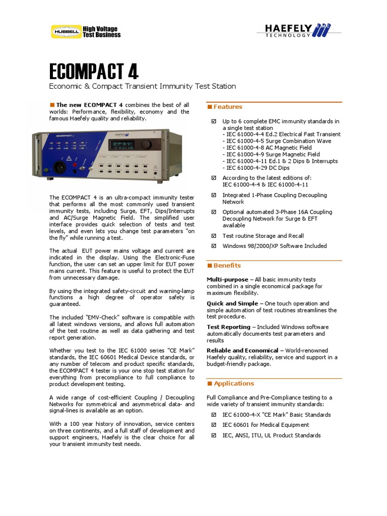 HAEFELY ECOMPACT4 - Testador IEC61000-4-4 - 5 - 8 - 9 - 11 - 29 | PDF ...