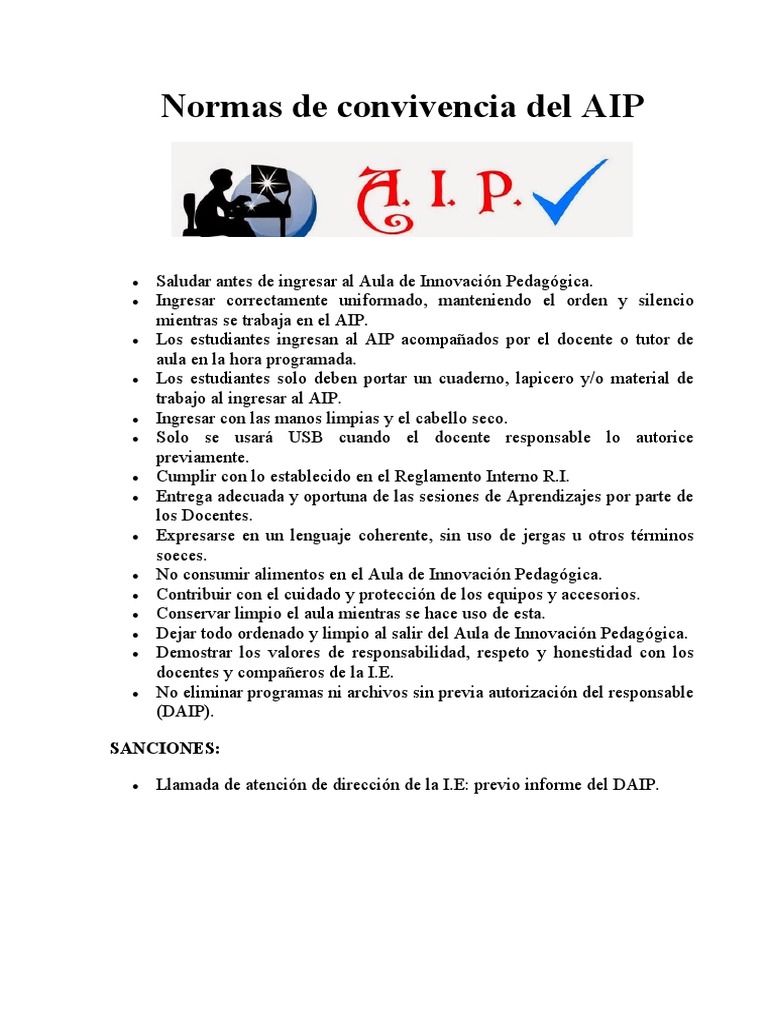 3.-Normas de Convivencia Del AIP | PDF
