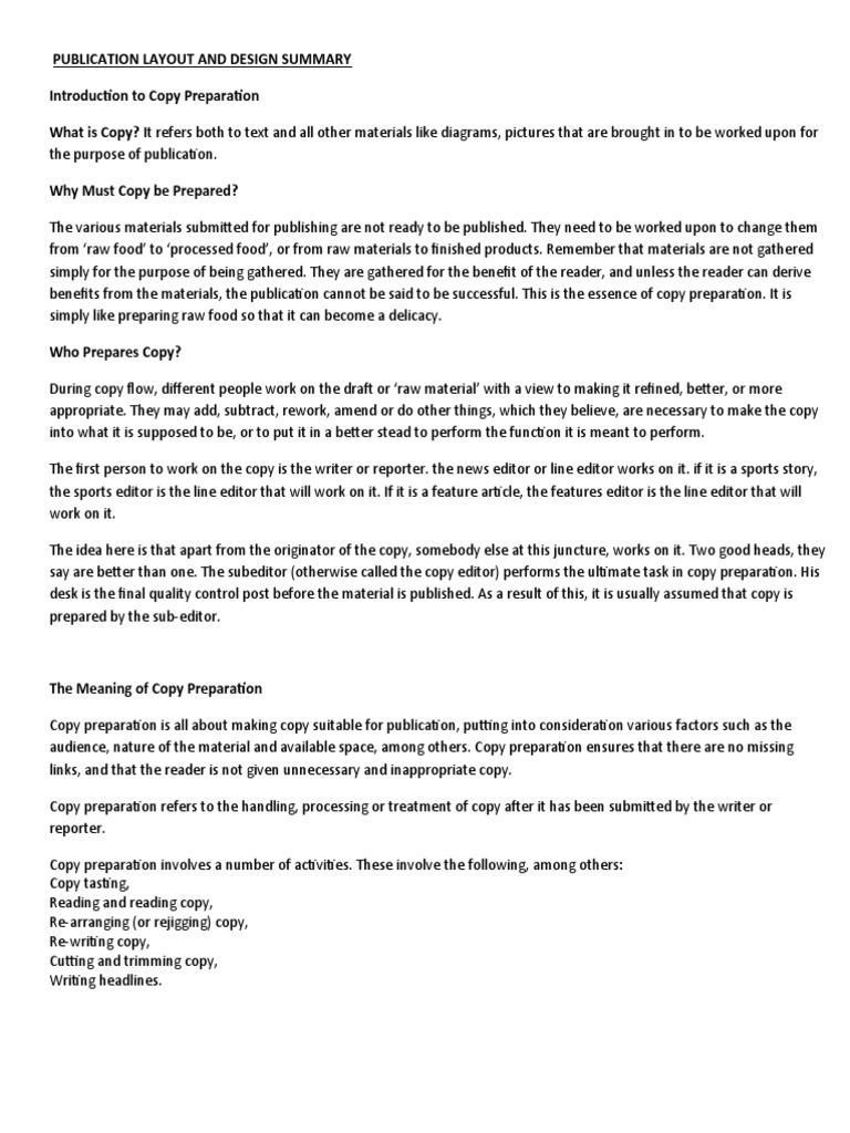 Publication Layout and Design Summary | PDF | Defamation | Copy Editing