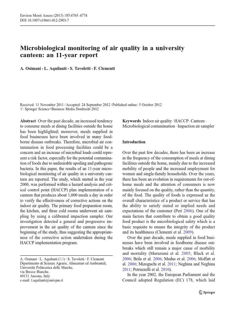 Microbiological Monitoring of Air Quality in A University | PDF