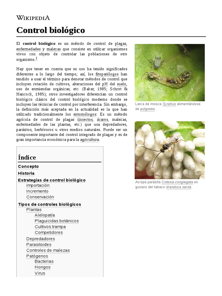Control Biológico | PDF | Control biológico de plagas | Insectos y humanos