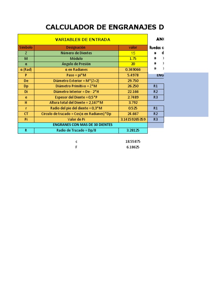 Calculador de Engranajes | PDF | Engranaje | Tornillo