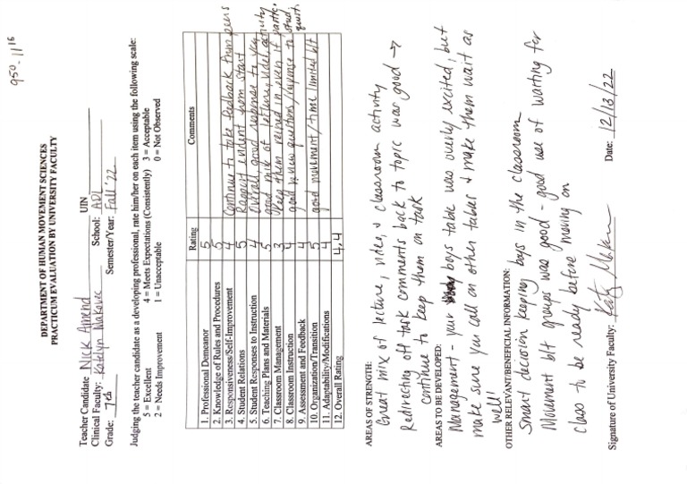 Odu Teaching Observation2 | PDF