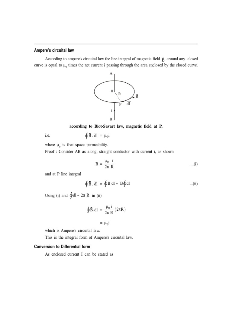 Amperes Law and Its Differential Form | PDF | Physical Quantities ...