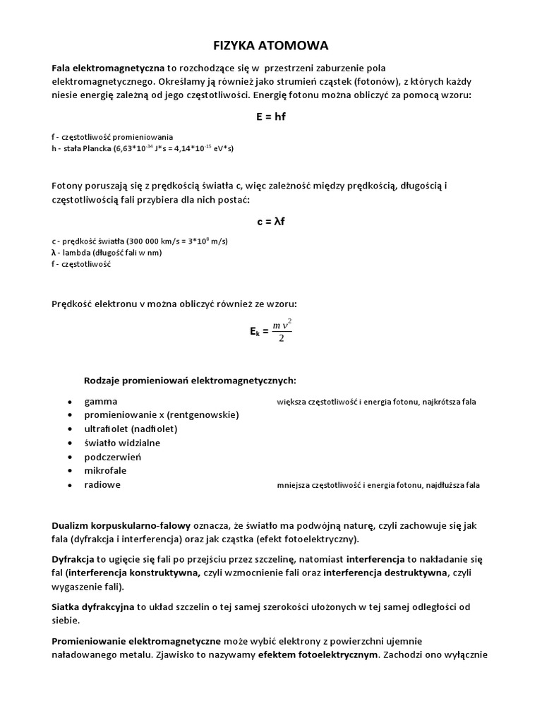 Fizyka Atomowa | PDF