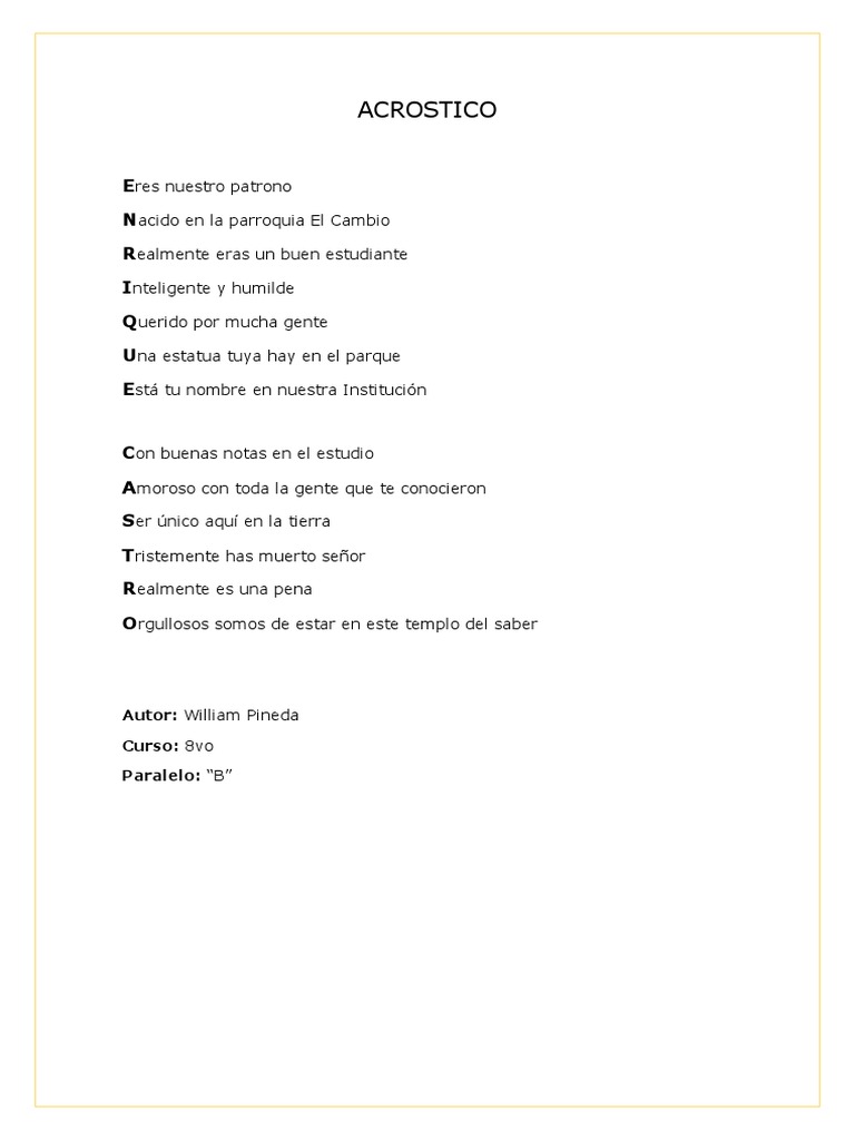 Homenaje a Enrique: Un Acróstico | PDF | Arte | Poesía