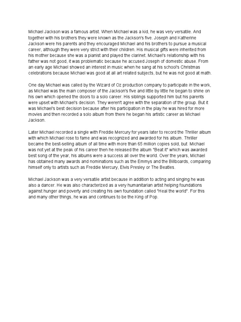 Presentation Michael Jackson | PDF