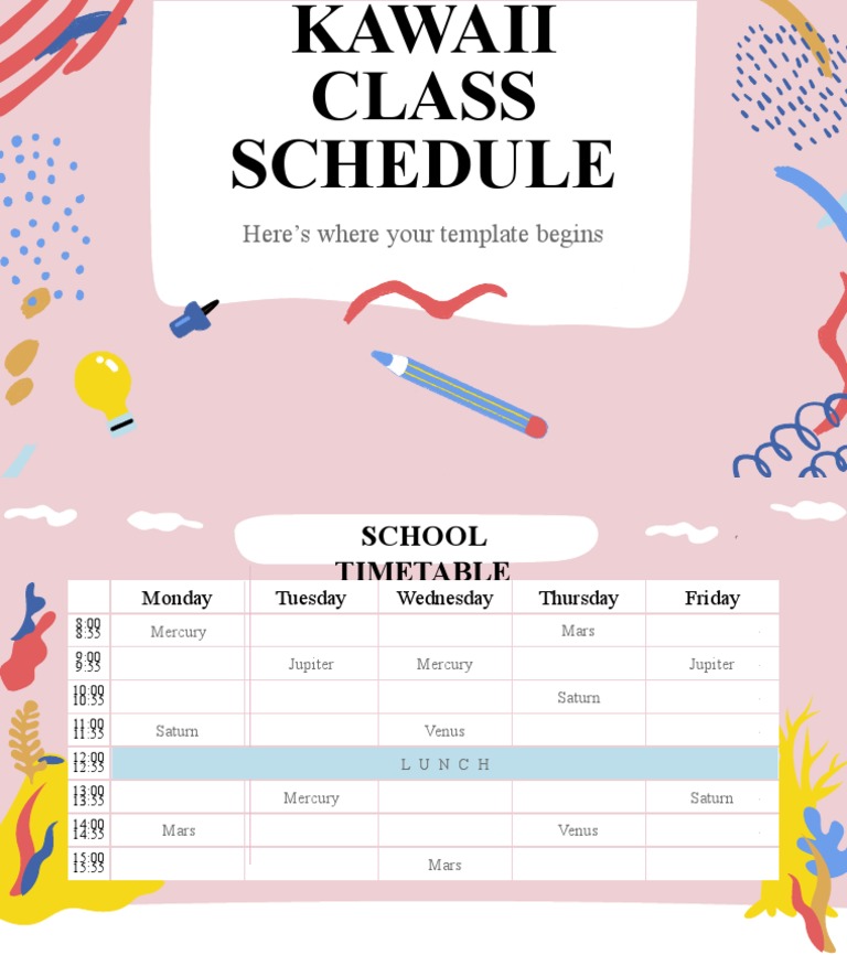Kawaii Class Schedule by Slidesgo | PDF