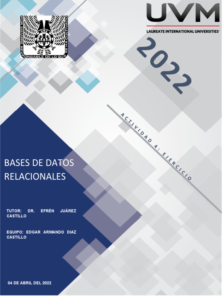 A4 - EADC Ejercicio Creacion Base de Datos DLL Base de Datos Relacionales | PDF | Bases de datos ...