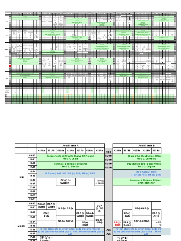 Orar ETTI 2022-2023 Semestrul I | PDF