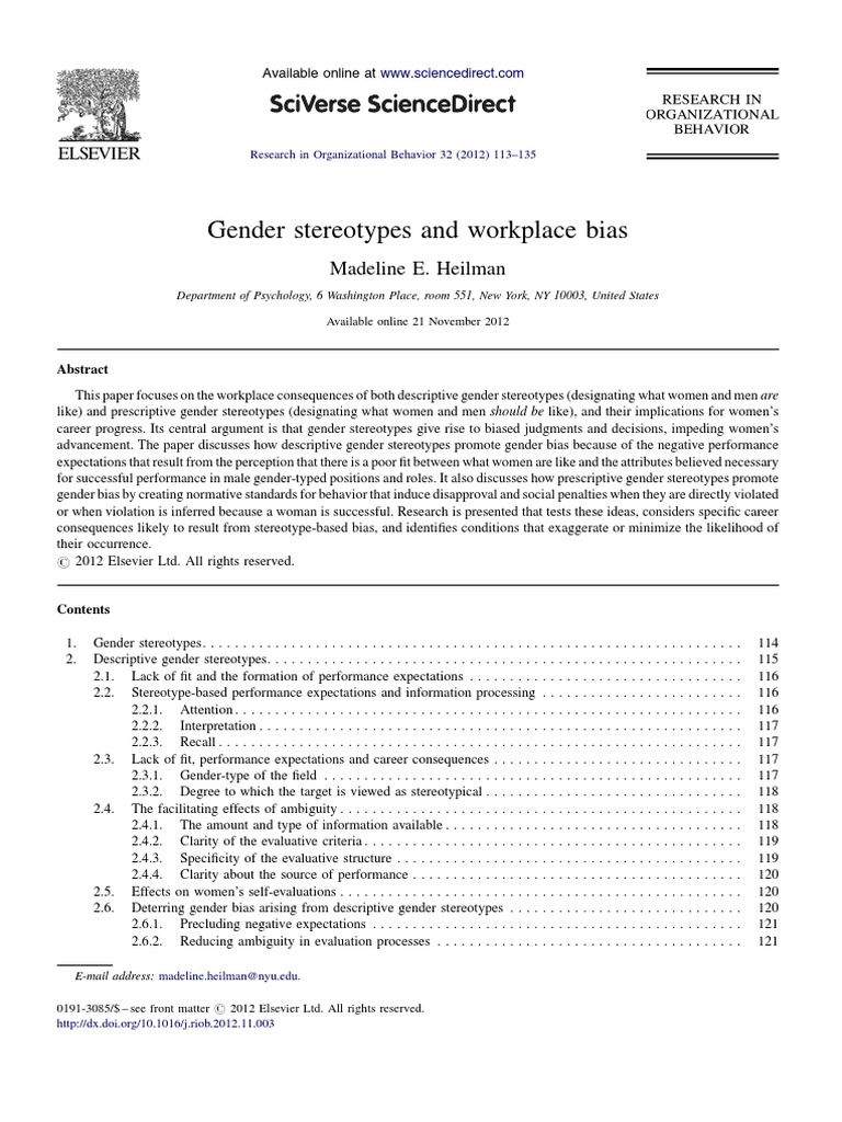 Gender Bias and Career Advancement | PDF | Stereotypes | Bias