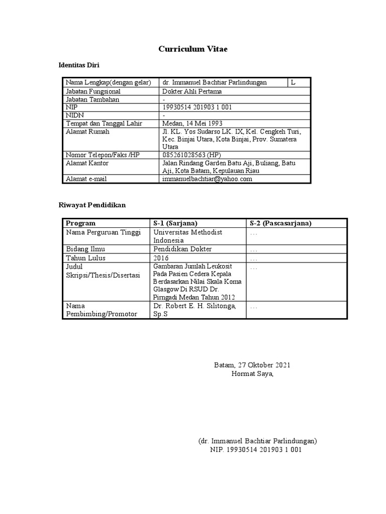 Curriculum Vitae PPDS Unud Nov 2021 | PDF
