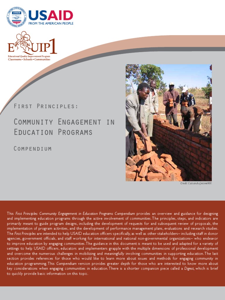 Community Engagement in Education Programs: First Principles | PDF ...
