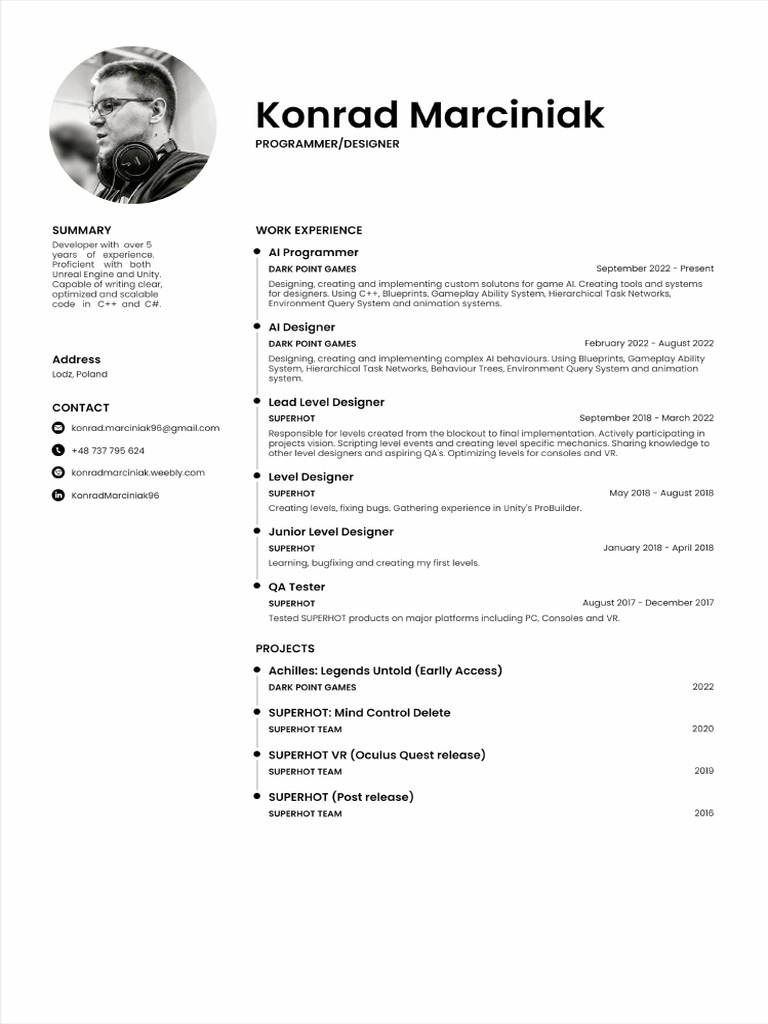 Konrad Marciniak CV HQ | PDF | Software Development | Computer Science Konrad Marciniak CV HQ | PDF | Software Development | Computer Science