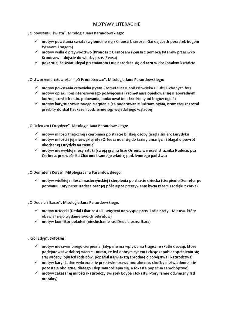 Motywy Literackie | PDF