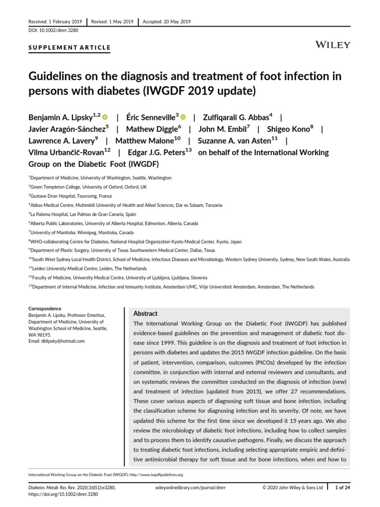 Lipsky Et Al 2020 IWGDF Infection Guideline | PDF | Infection | C ...