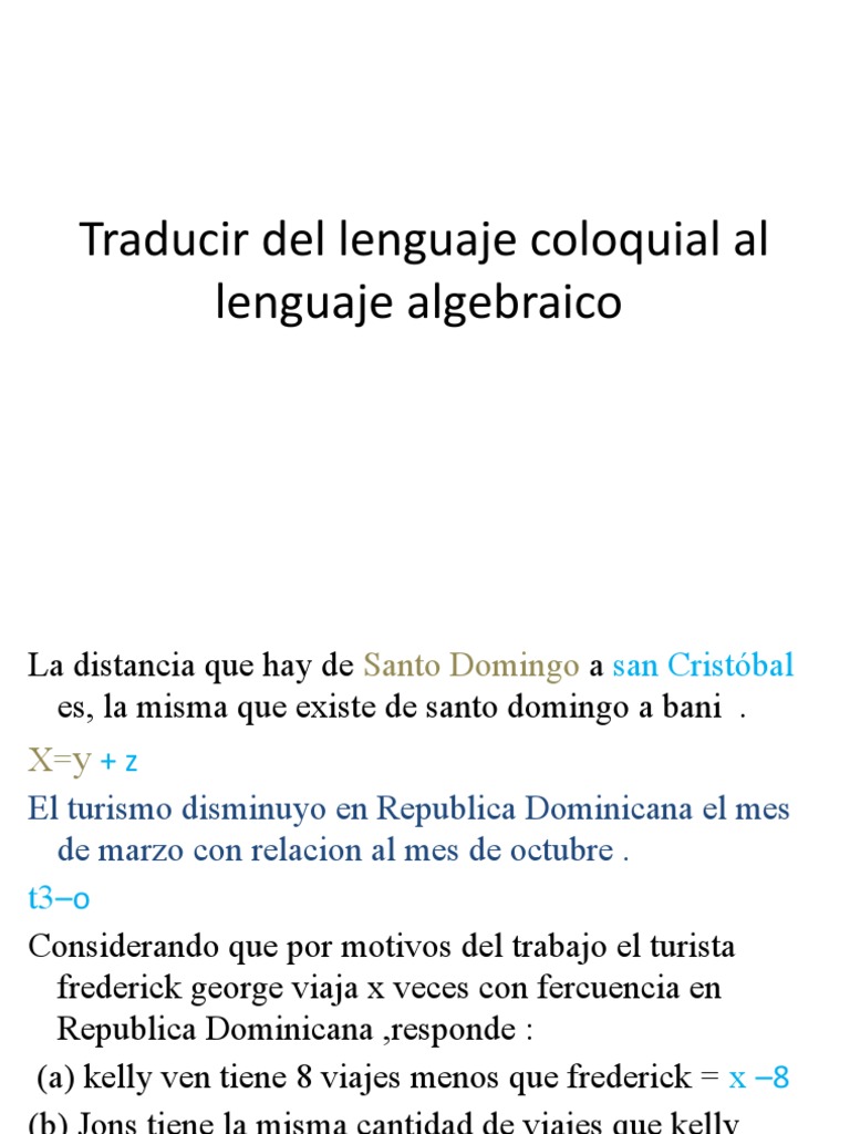 Traducir Del Lenguaje Coloquial Al Lenguaje Algebraico | PDF