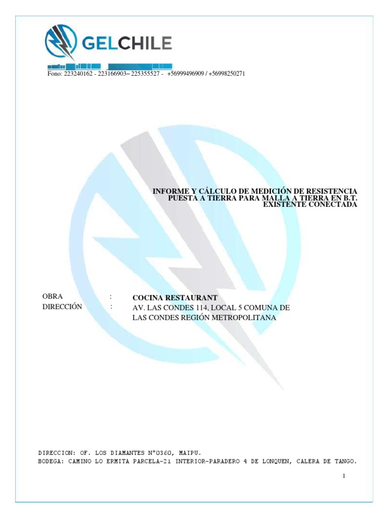 Medicion de Puesta Tierra Existente | PDF | Corriente eléctrica ...