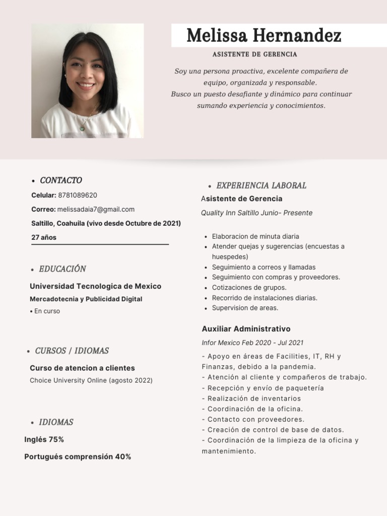 CV Melissa Hernandez Barranco | PDF