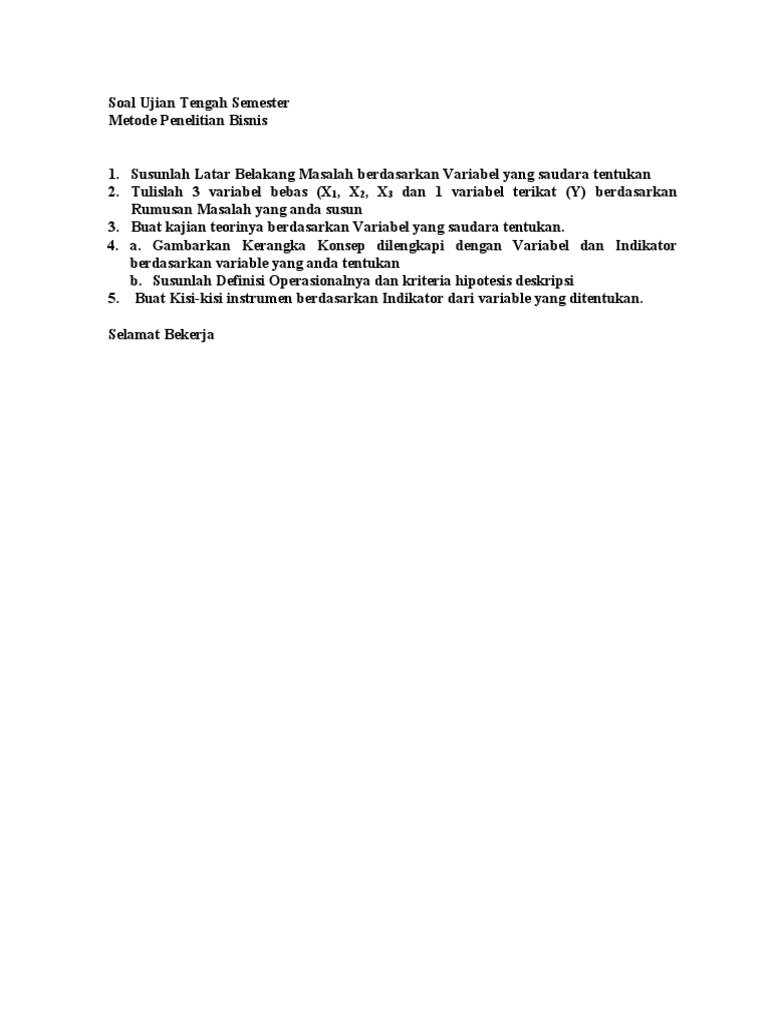 Soal UTS Metode Penelitian Bisnis | PDF | Komputer