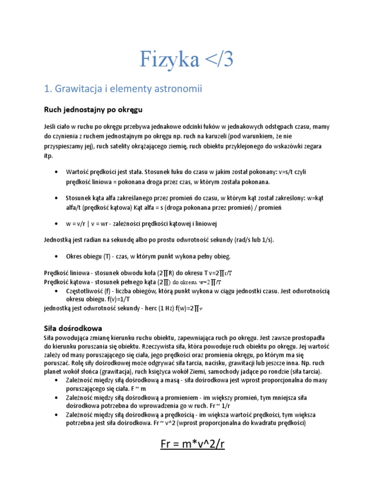 Fizyka Notatki | PDF