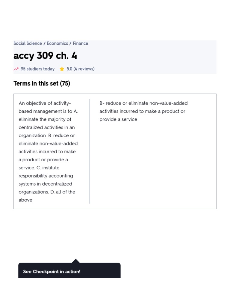 Accy 309 Ch. 4 Flashcards - Quizlet | PDF | Cost | Business