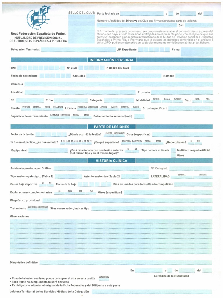 Parte de Lesiones | PDF