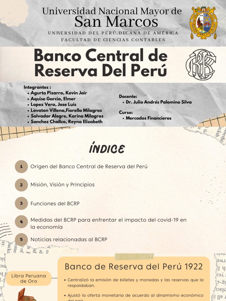 Banco Central Reserva Del Perú | PDF | Dinero | Economias