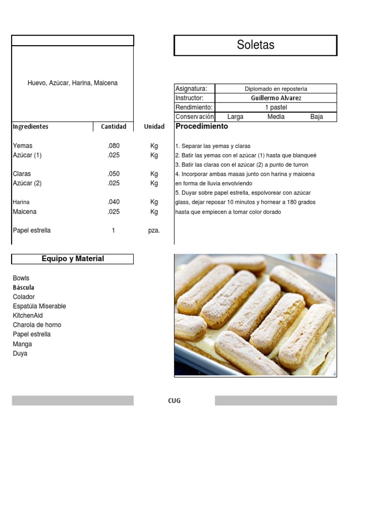 Receta Soletas | PDF