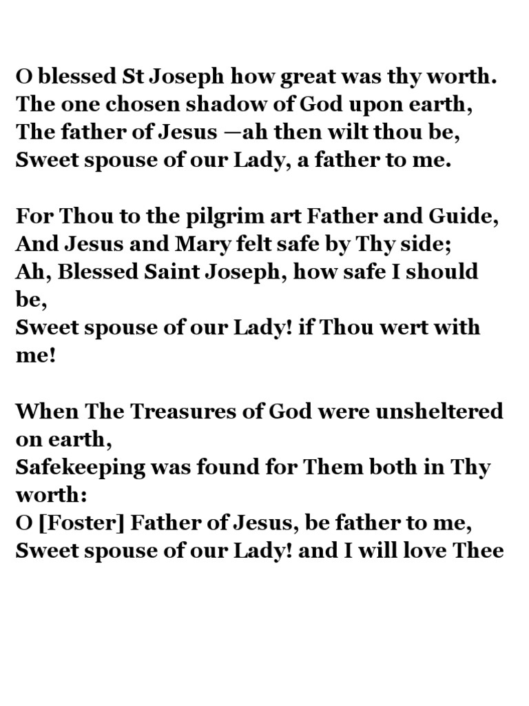 O Blessed St Joseph How Great Was Thy Worth | PDF