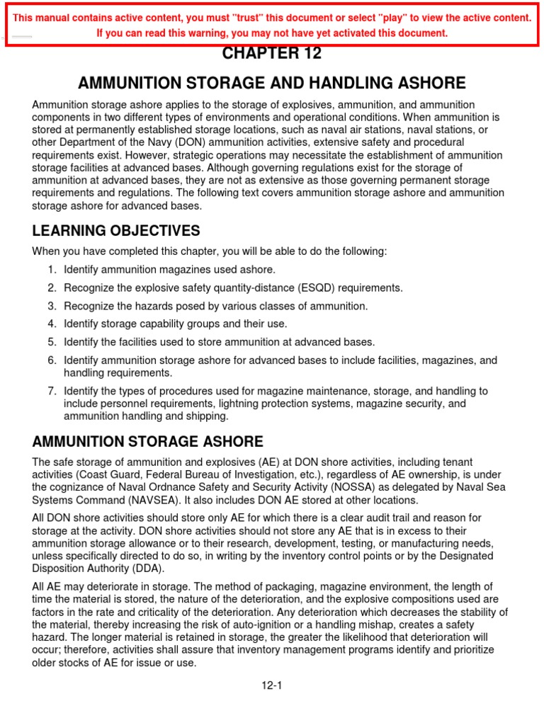 Ammunition Storage and Handling Ashore | PDF | Ammunition | Explosion