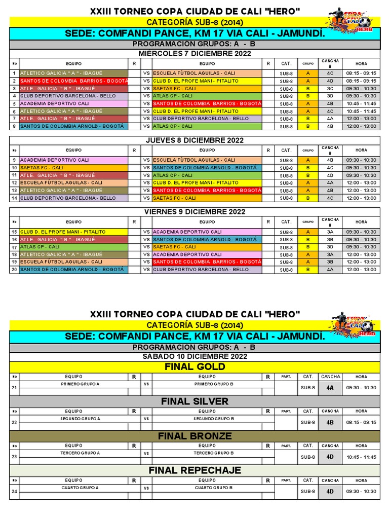 Torneo Sub-8 Copa Ciudad de Cali | PDF | Deportes de equipo | Clubes y ...