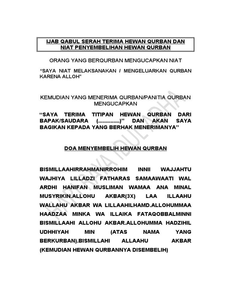 Ijab Qabul dan Doa Qurban | PDF