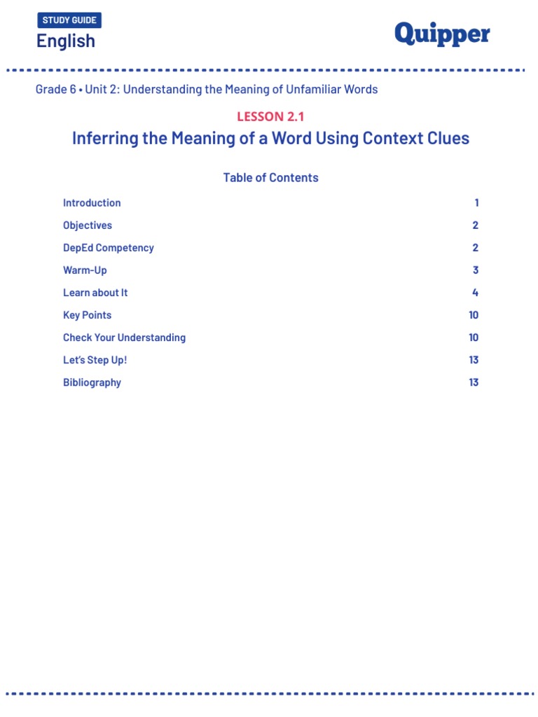 Inferring Word Meanings with Context Clues | PDF | English Language ...